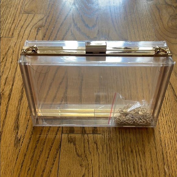 Bags | Clear Acrylic Purse With Gold Chain New In Plastic | Poshmark
